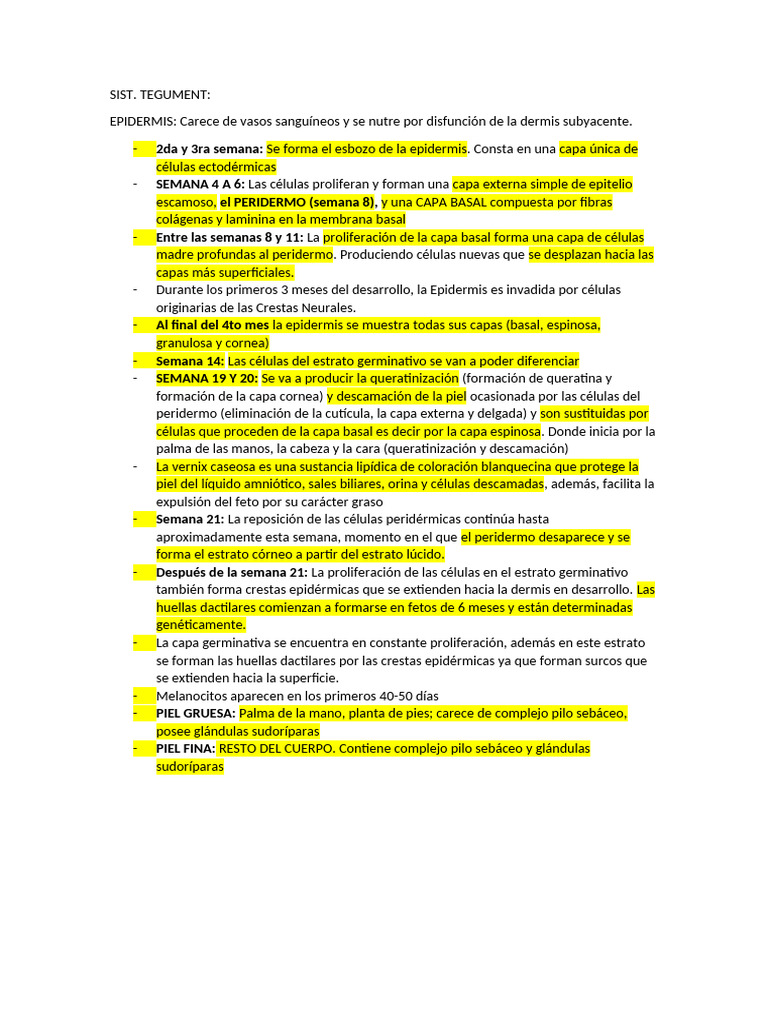 Teoria Primer Tema Sist Tegument | PDF