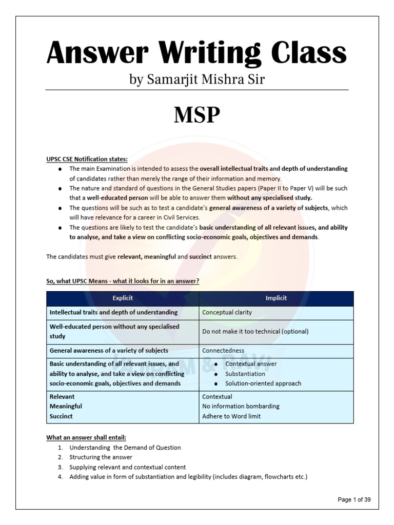 MSP 1 Workshop Samar Sir | PDF