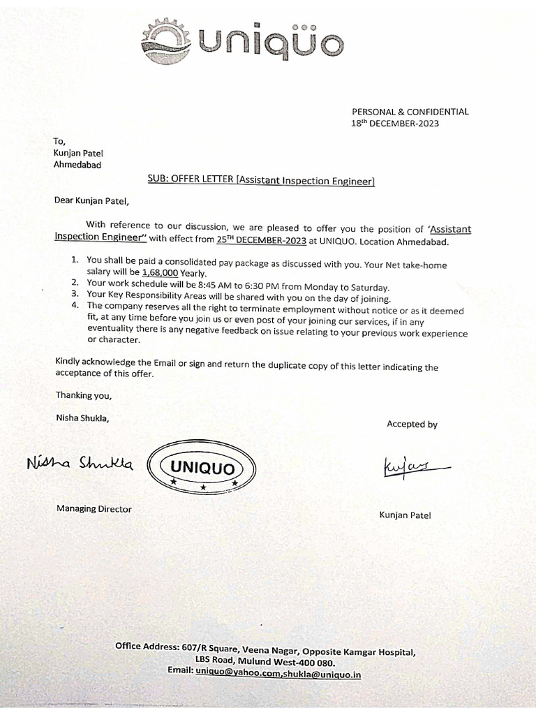 Accepted by Kunjan Patel | PDF