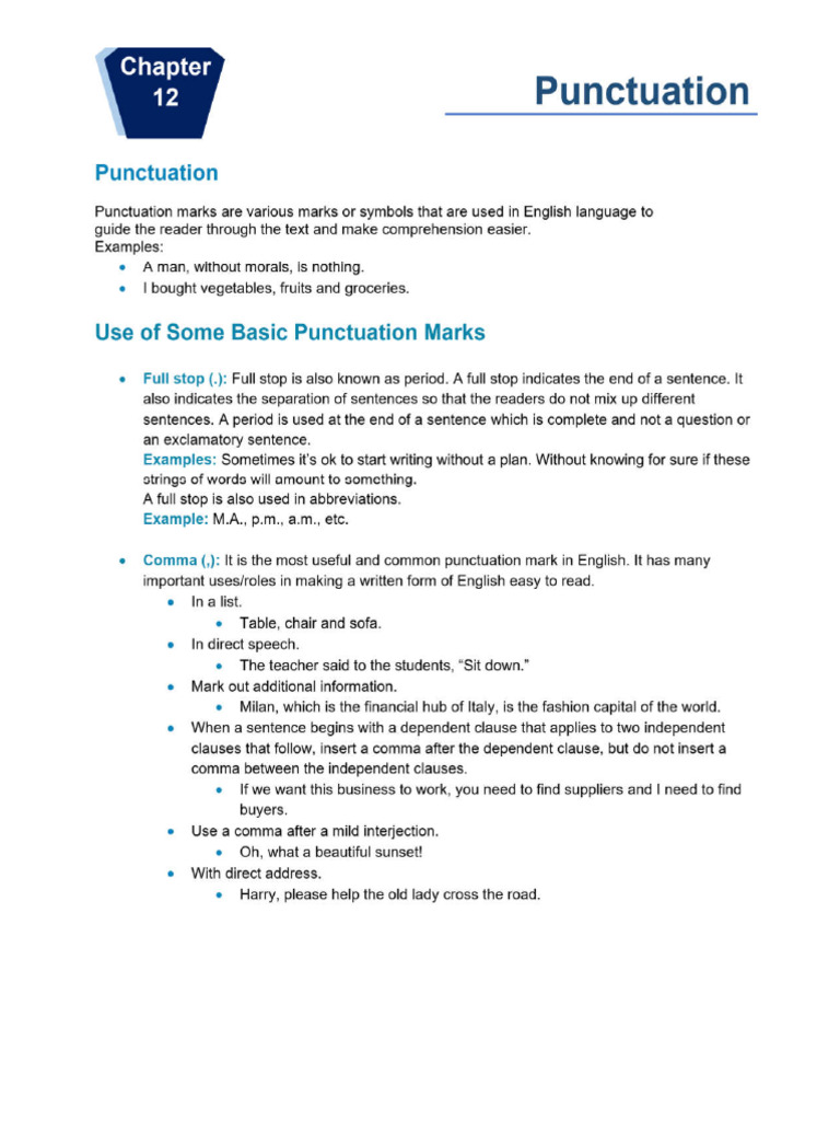 Chapter 12 - Punctuation | PDF