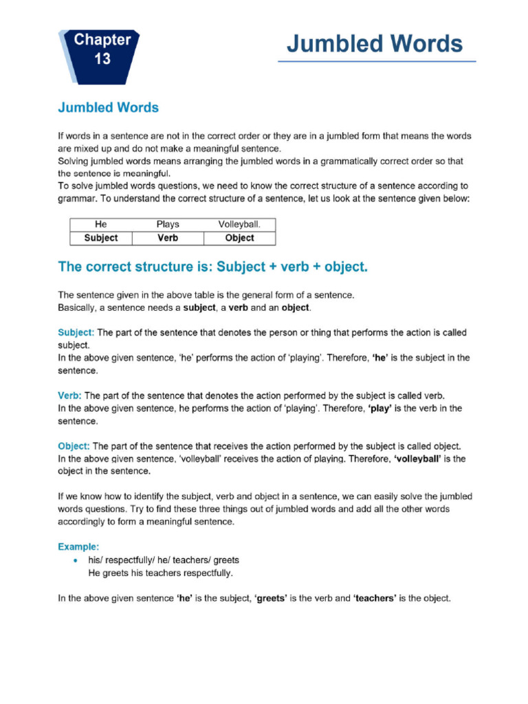 Chapter 13 - Jumble Words | PDF