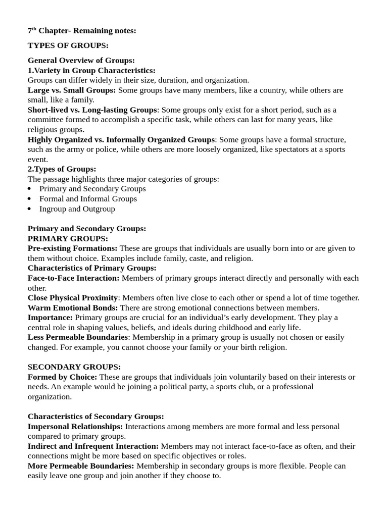 7th Chapter - Remaining Notes | PDF