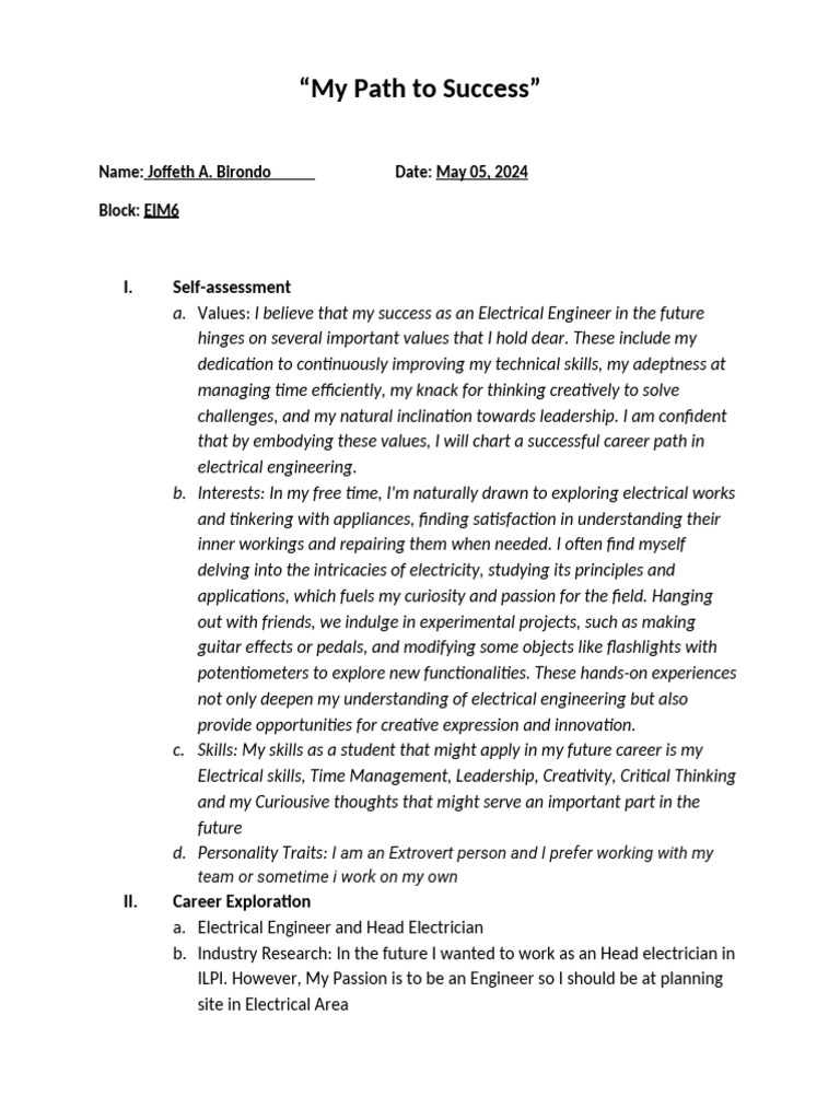 My Path to Success template | PDF