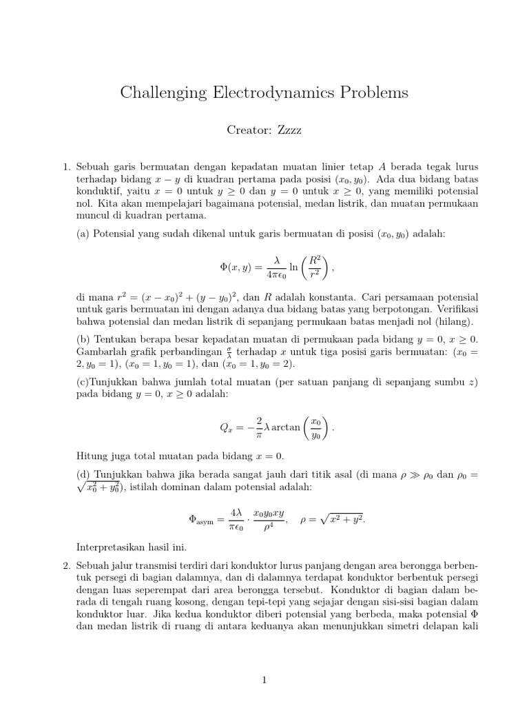 Challenging Electrodynamics Problems | PDF