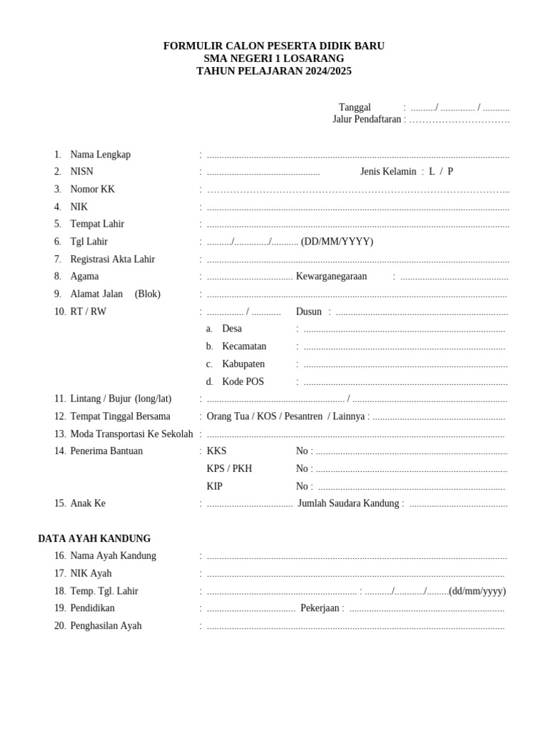 Formulir PPDB 2024 | PDF