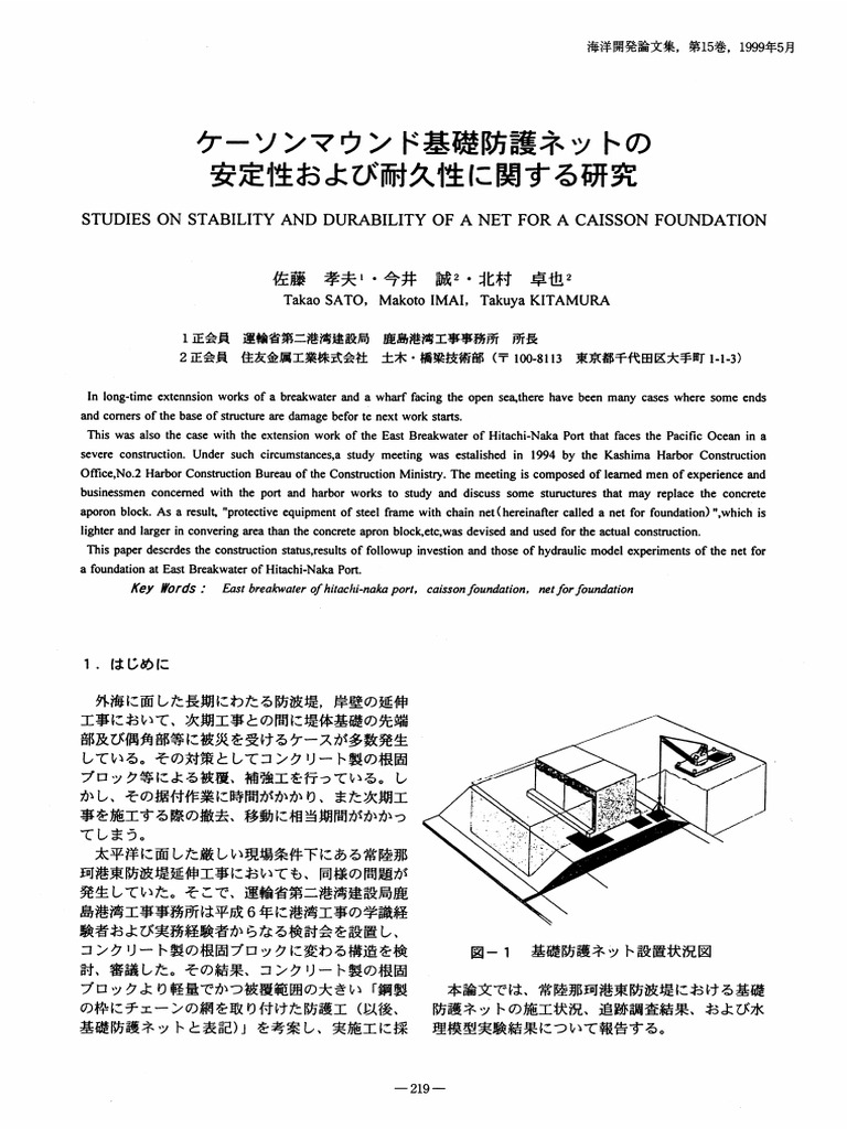 Studies On Stability and Durability of A Net For A Caisson Foundation | PDF