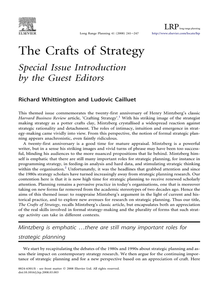 The Crafts of Strategy | PDF