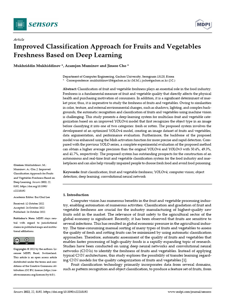 Improved Classification Approach for Fruits and Ve | PDF