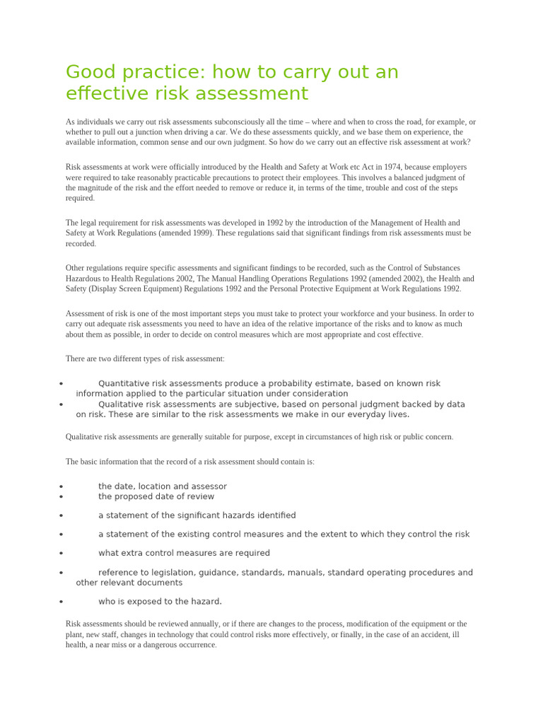 Iosh Risk Assessment | PDF