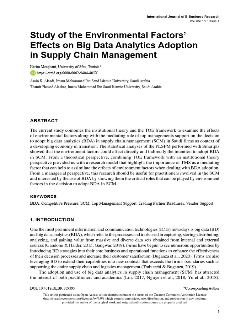 Study of The Environmental Factors' Effects On Big Data Analytics ...