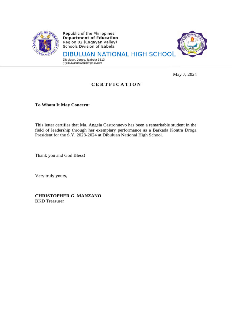Letter of Commendation | PDF