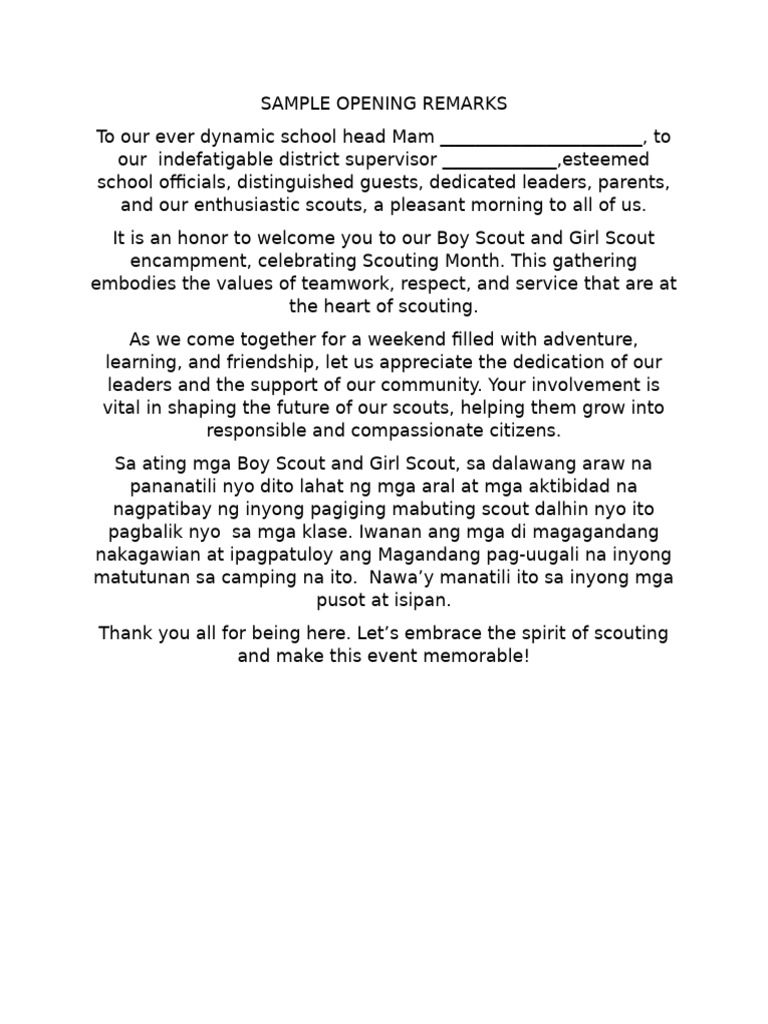 Sample Opening Remarks | PDF