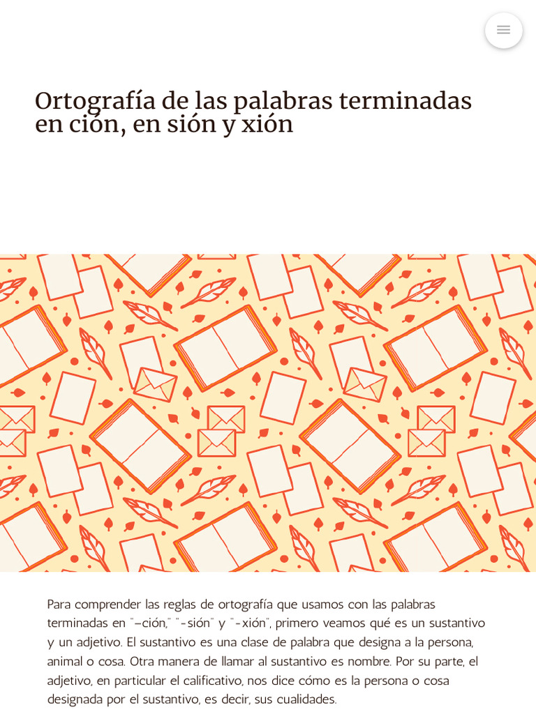 Ortografía de las palabras terminadas en ción, en sión y xión - | PDF