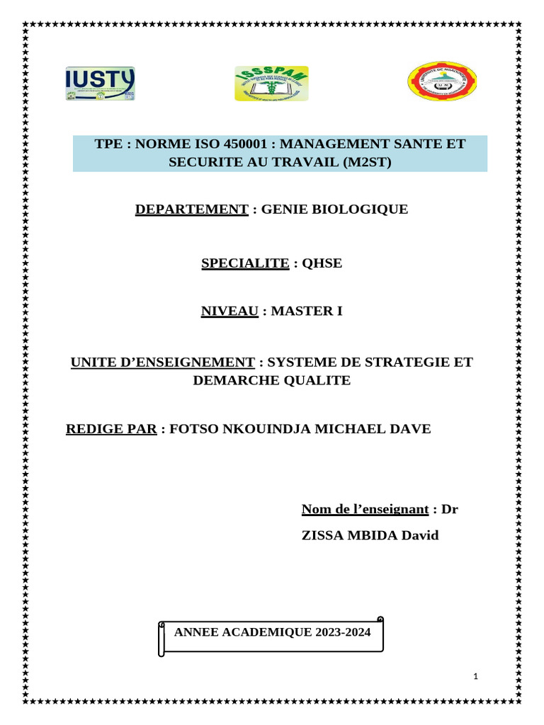 Norme Iso 450001 | PDF