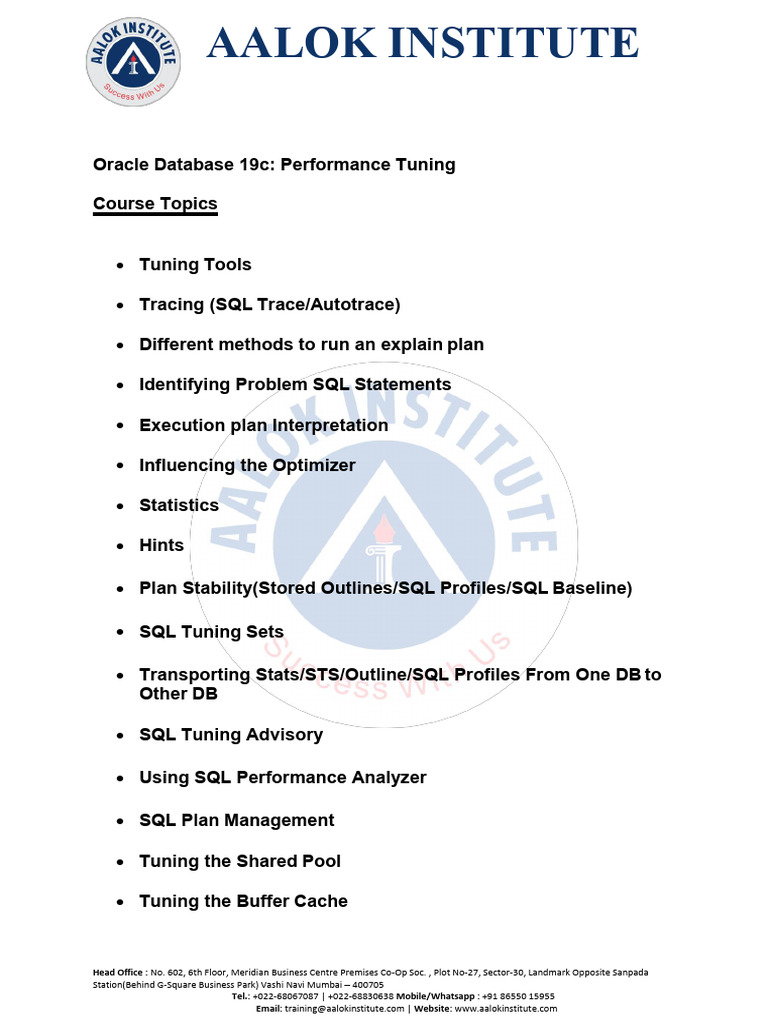 Oracle Performance Tuning | PDF