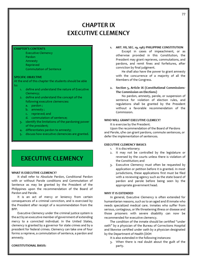 CHAPTER 9 Executive Clemency | PDF | Pardon | Penology