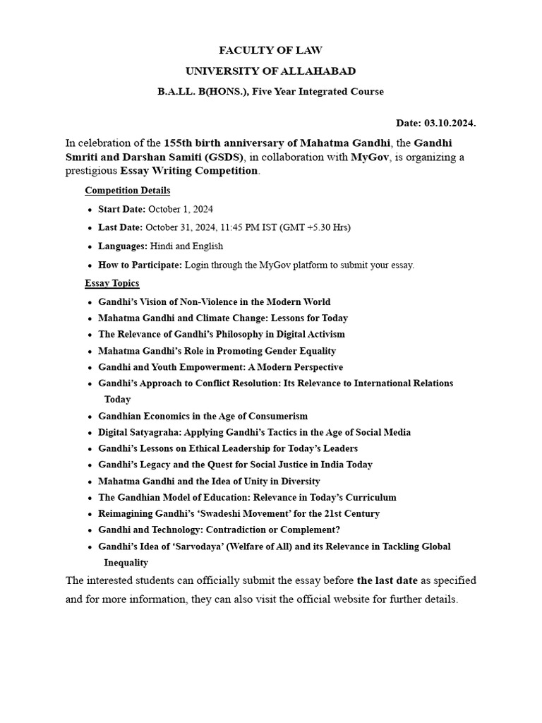 Essay Writing Competition by MyGov | PDF