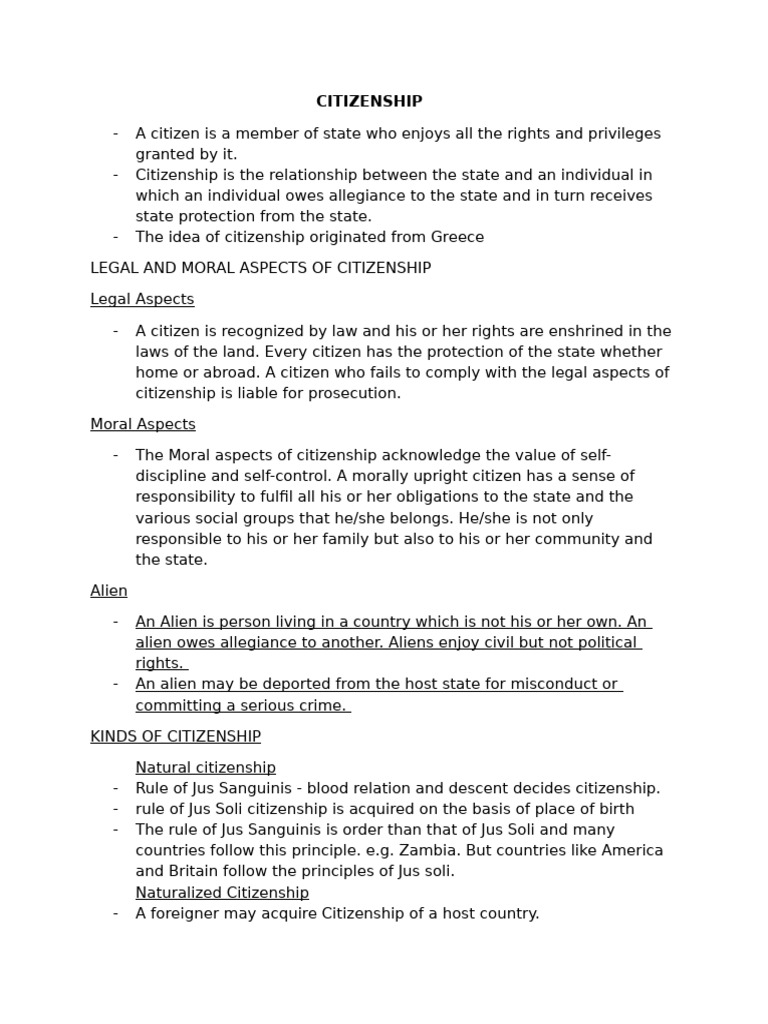 Citizenship Notes | PDF