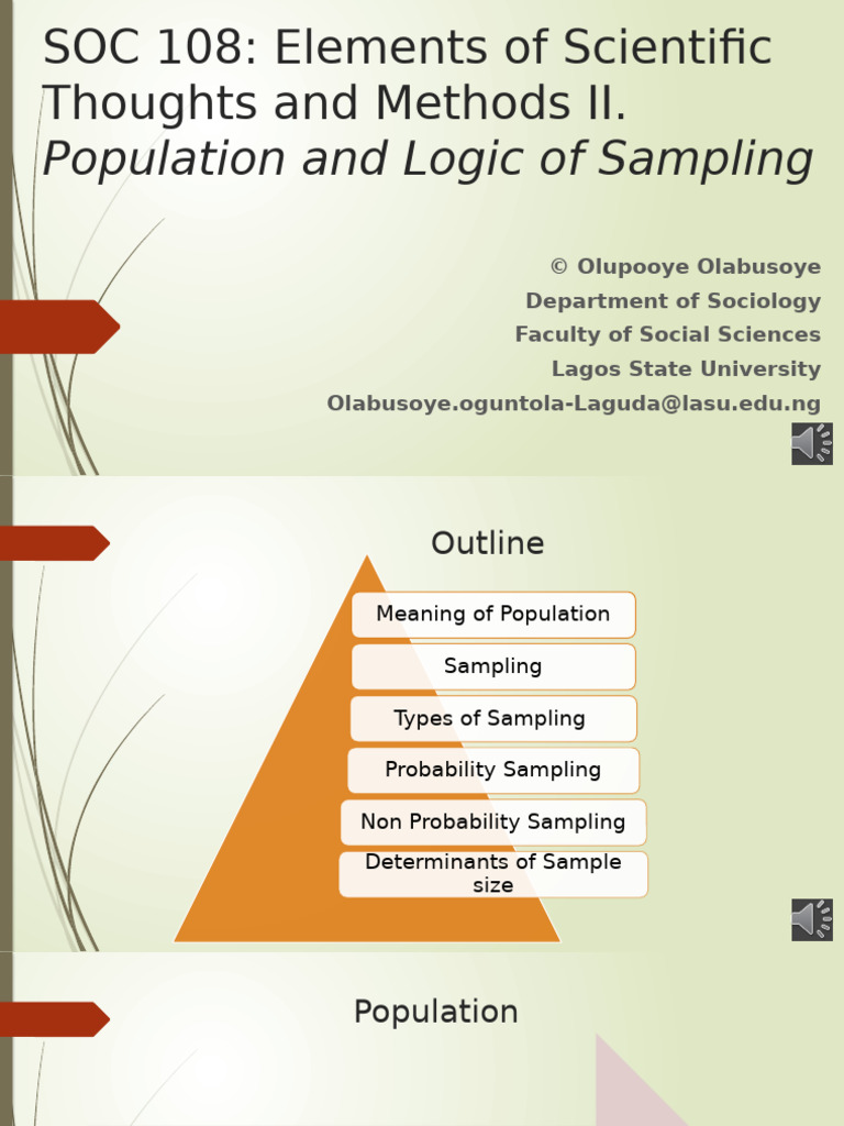 Population and Logic of Sampling | PDF