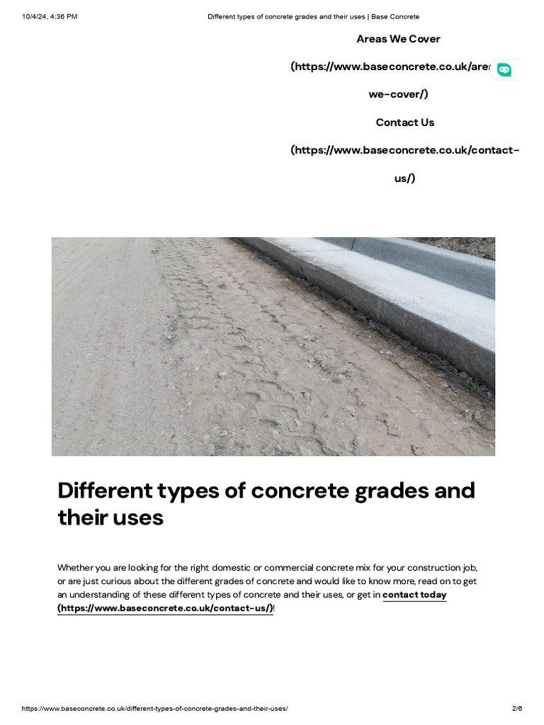 Different types of concrete grades and their uses _ Base Concrete | PDF