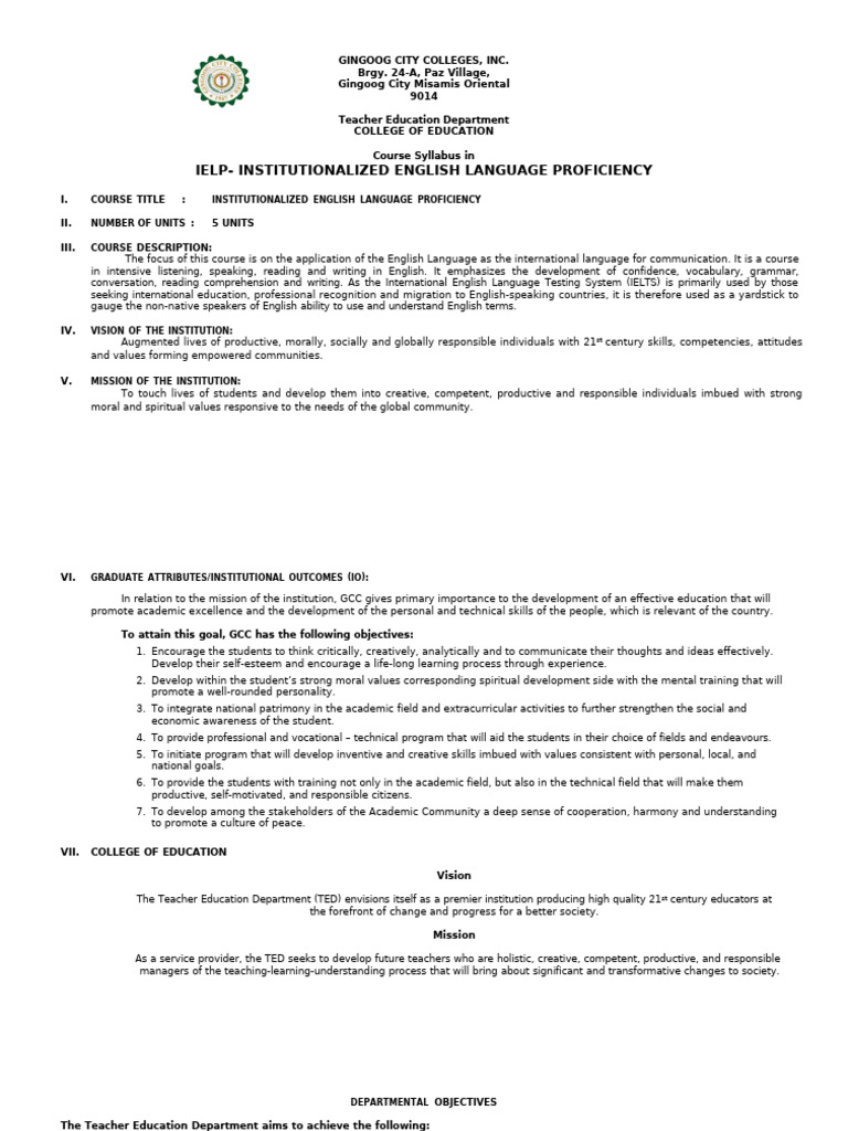 2 Ielp Syllabus | PDF