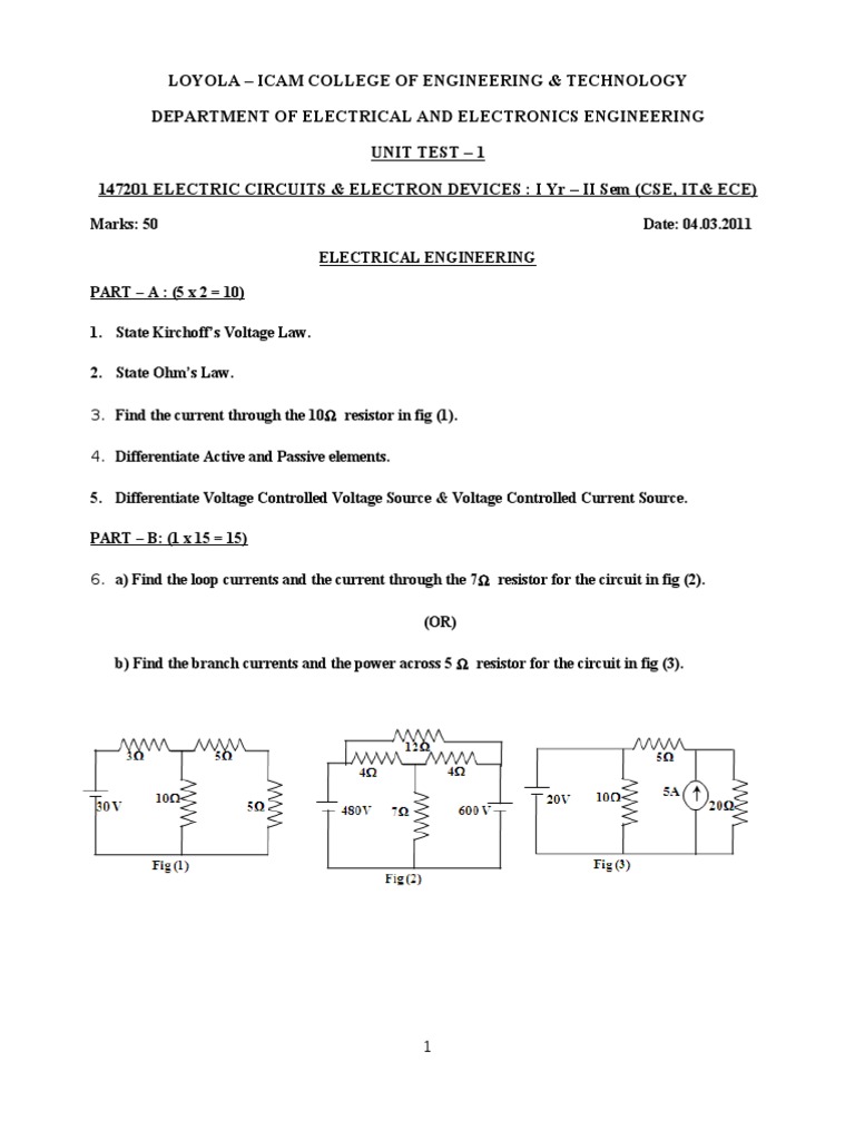 Electrical Circuits & Elect Devices - ECE, CSE&It | PDF