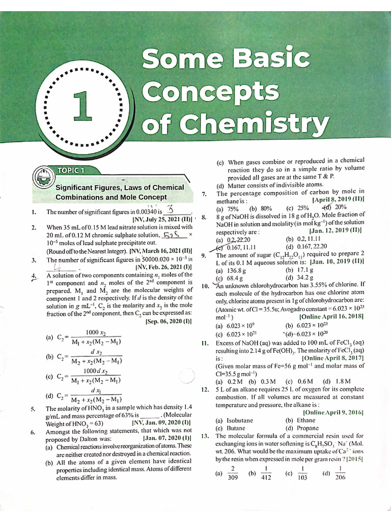 Ch 1 Some Basic Concepts Of Chemistry Pdf