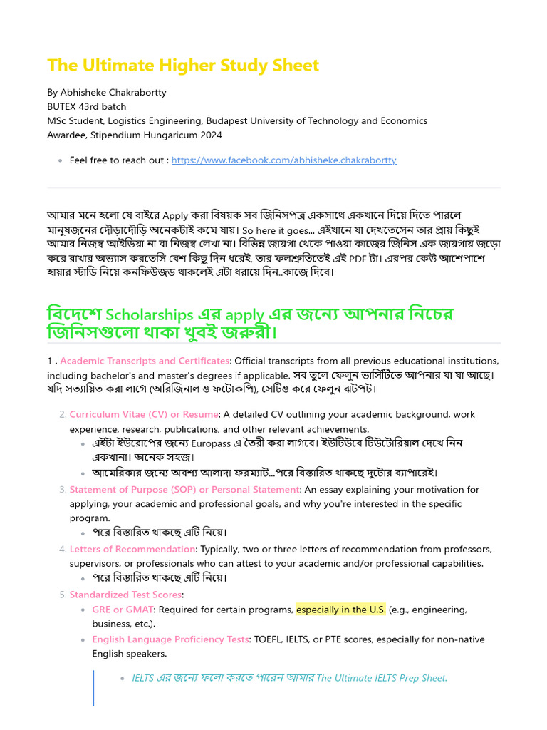 The Ultimate Higher Study Sheet | PDF