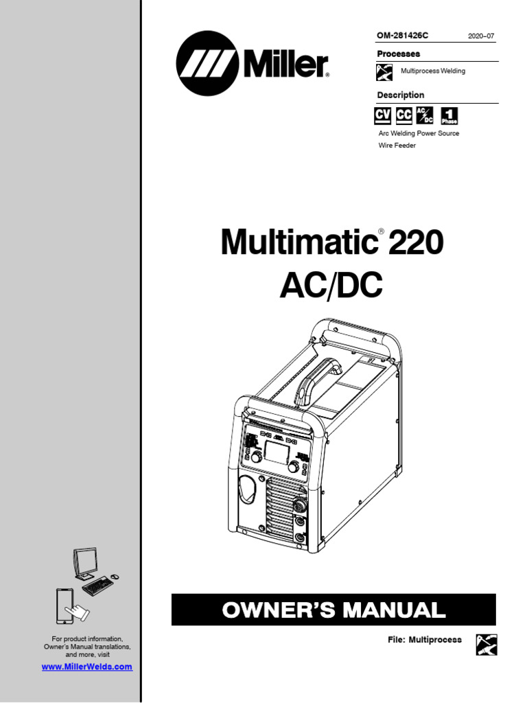 Miller 907757 Multimatic 220 | PDF