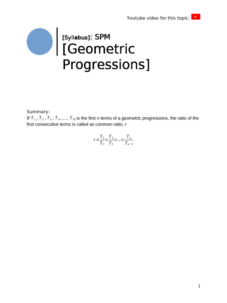 Geometric Progression | PDF