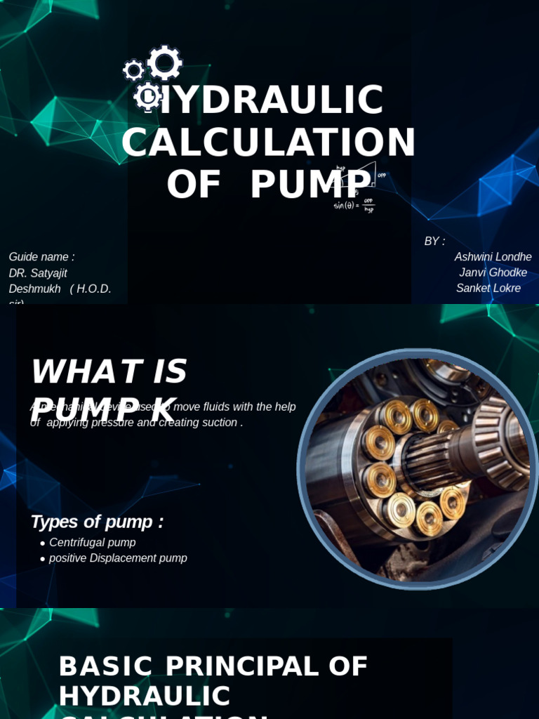 Hydraulic Pump Calculation Presentation | PDF | Technology & Engineering
