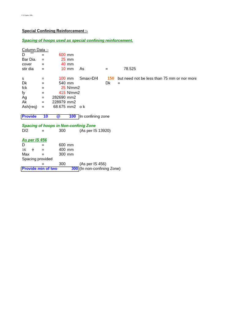 Column Links As Per Ductile Detailing For Circular Column | PDF