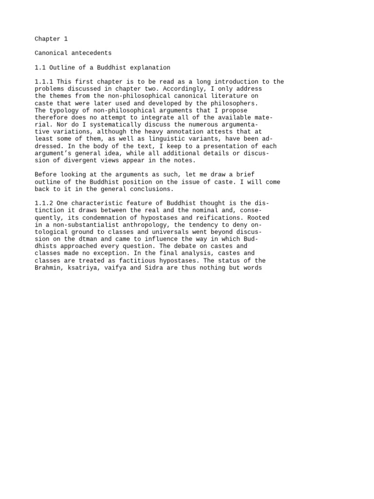 Caste and Buddhism - Vincent Chapter 1-1 | PDF