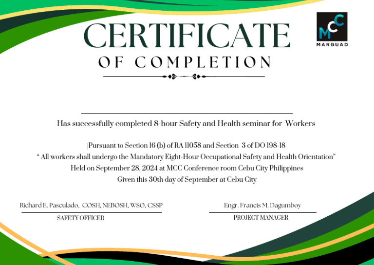 certificate safety | PDF