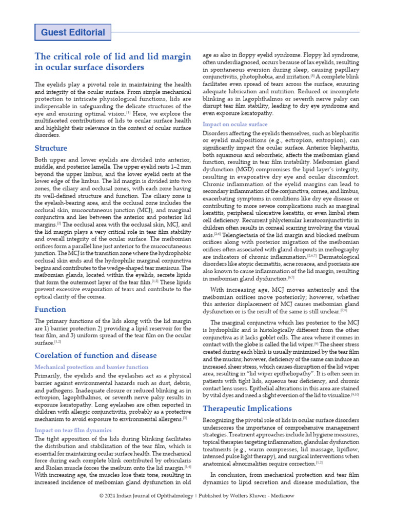 The Critical Role of Lid and Lid Margin in Ocular.2 | PDF