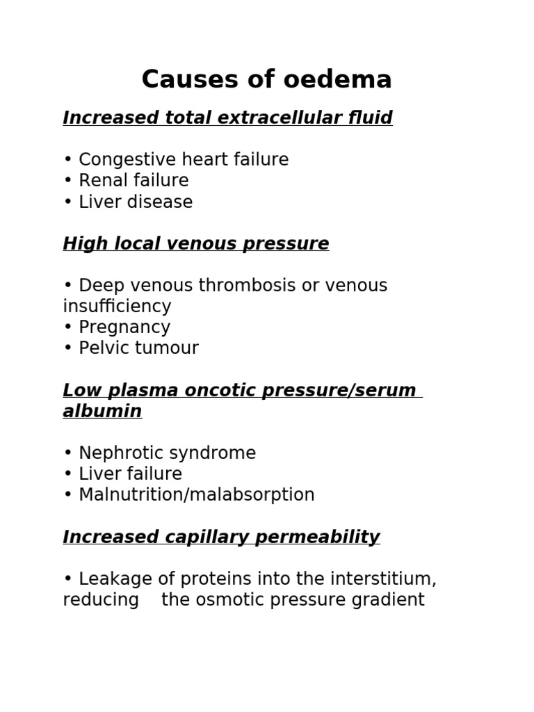Causes of Oedema | PDF
