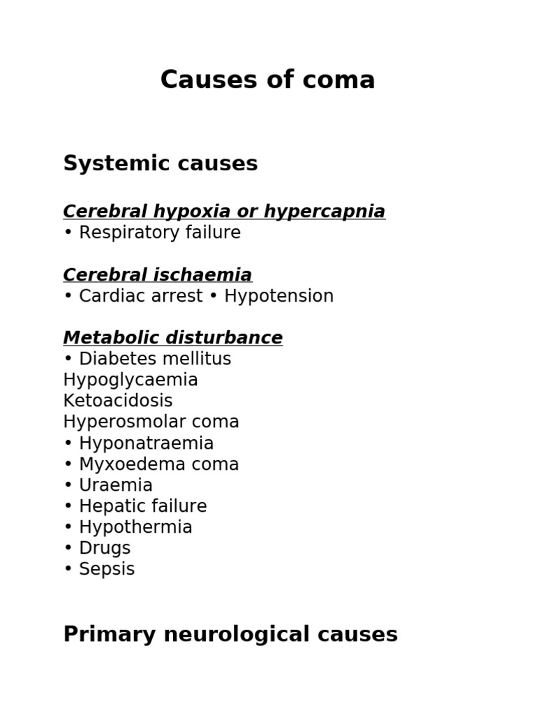 Causes of Coma | PDF