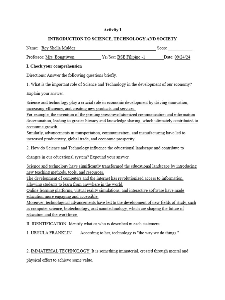 Sts Activity 1 | PDF
