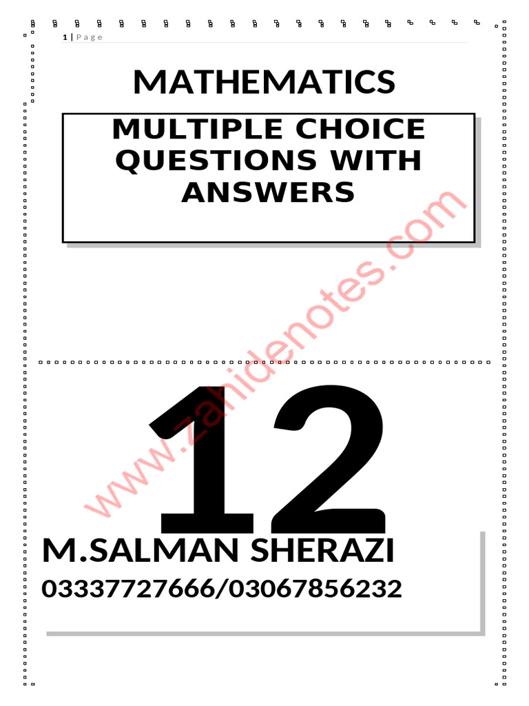 2ND YEAR MATH (MCQ'S) | PDF