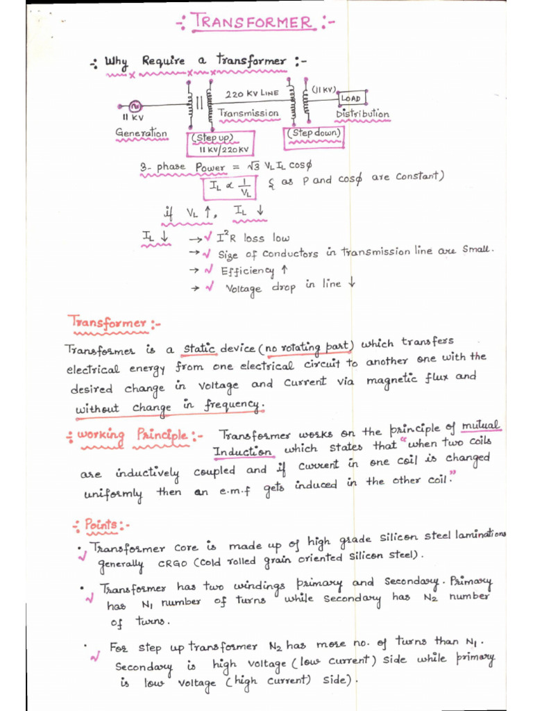 B Transformer Handwritten Notes 3 | PDF