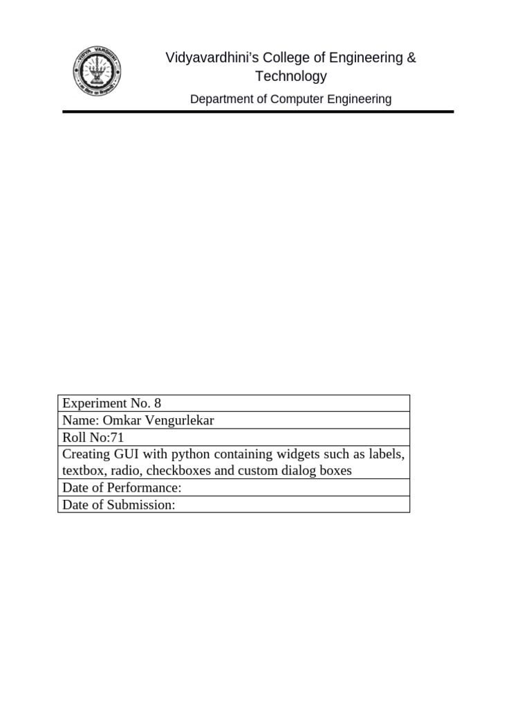 Experiment No 8 (Python - 73) | PDF