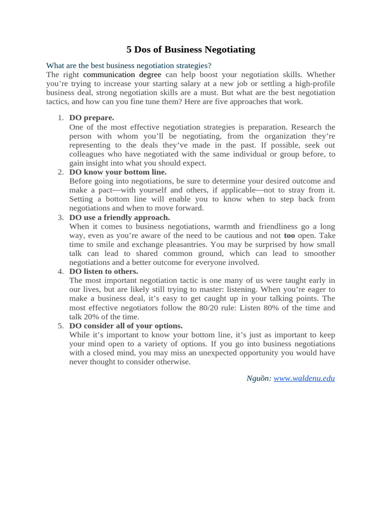 READING DISCUSSION - GROUP 6 - NEGOTIATION (DUYỆT BÀI) | PDF