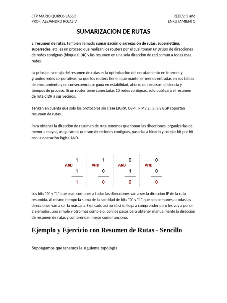 Sumarizacion de Rutas Routers Cisco | PDF
