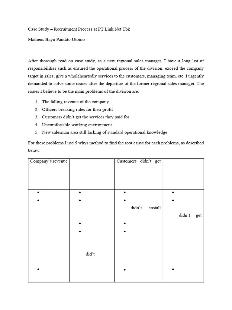 Case Study - Recruitment Process PT Link Net TBK | PDF