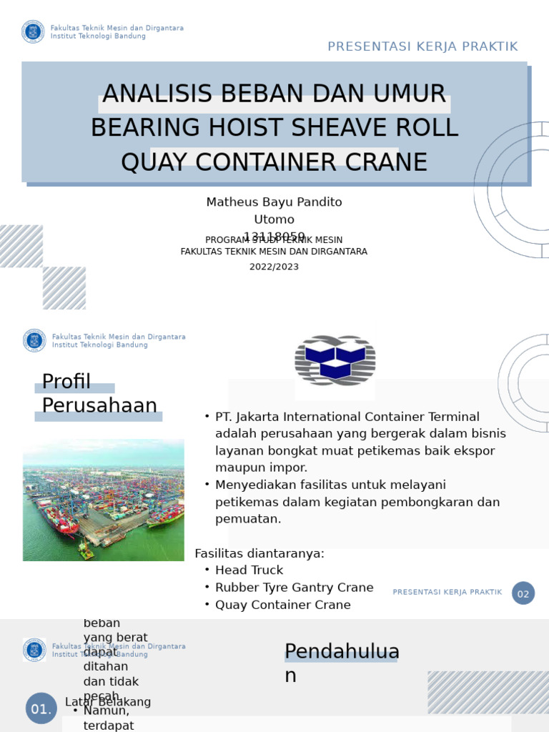 Analisis Beban Dan Umur Bearing Hoist Sheave Roll Quay Crane Container | PDF