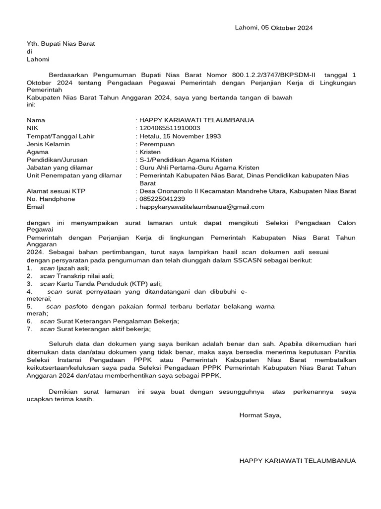 Format Surat Lamaran | PDF