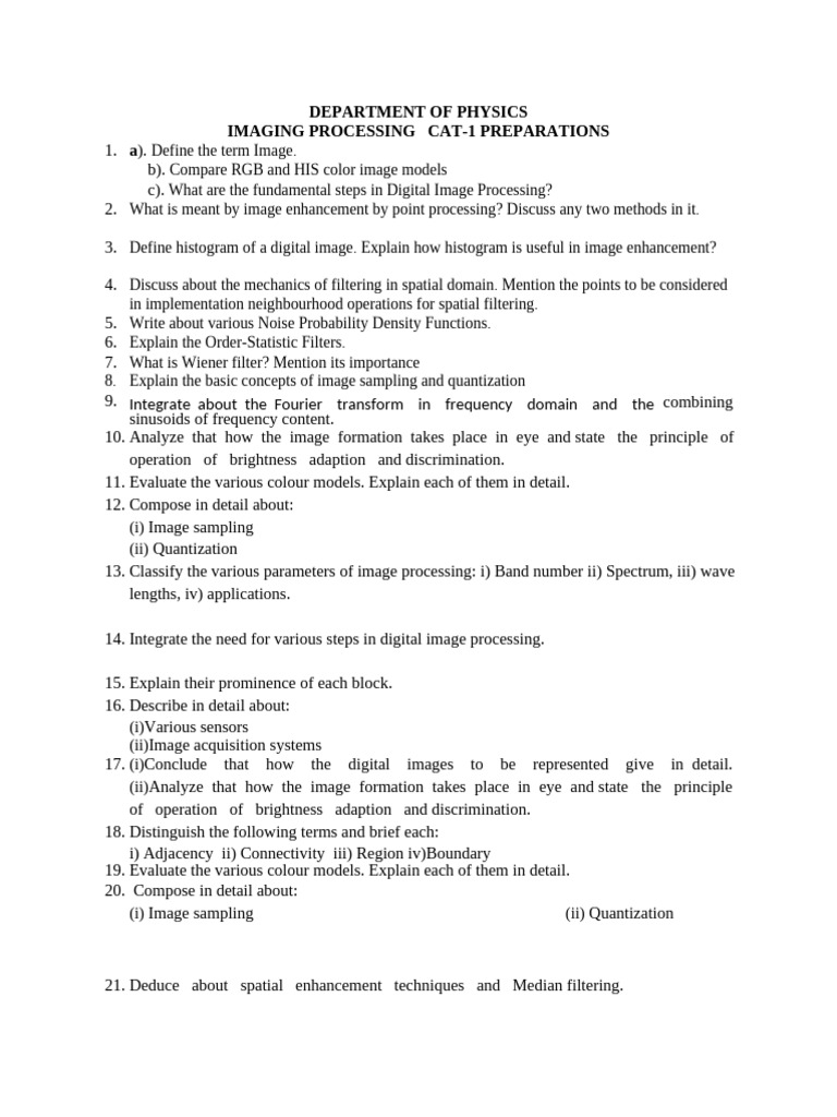 Digital Imaging Cat Quiz Bank | PDF