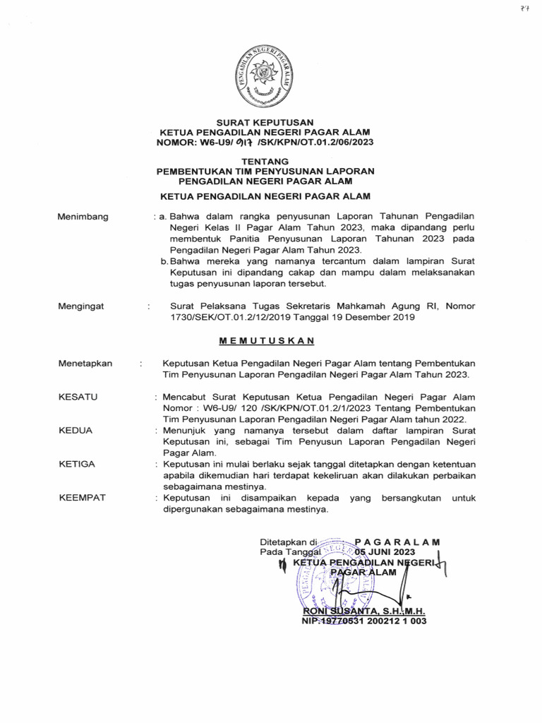 SK. TIM PENYUSUNAN LAPORAN03-07-2023-155409 - Ocred | PDF