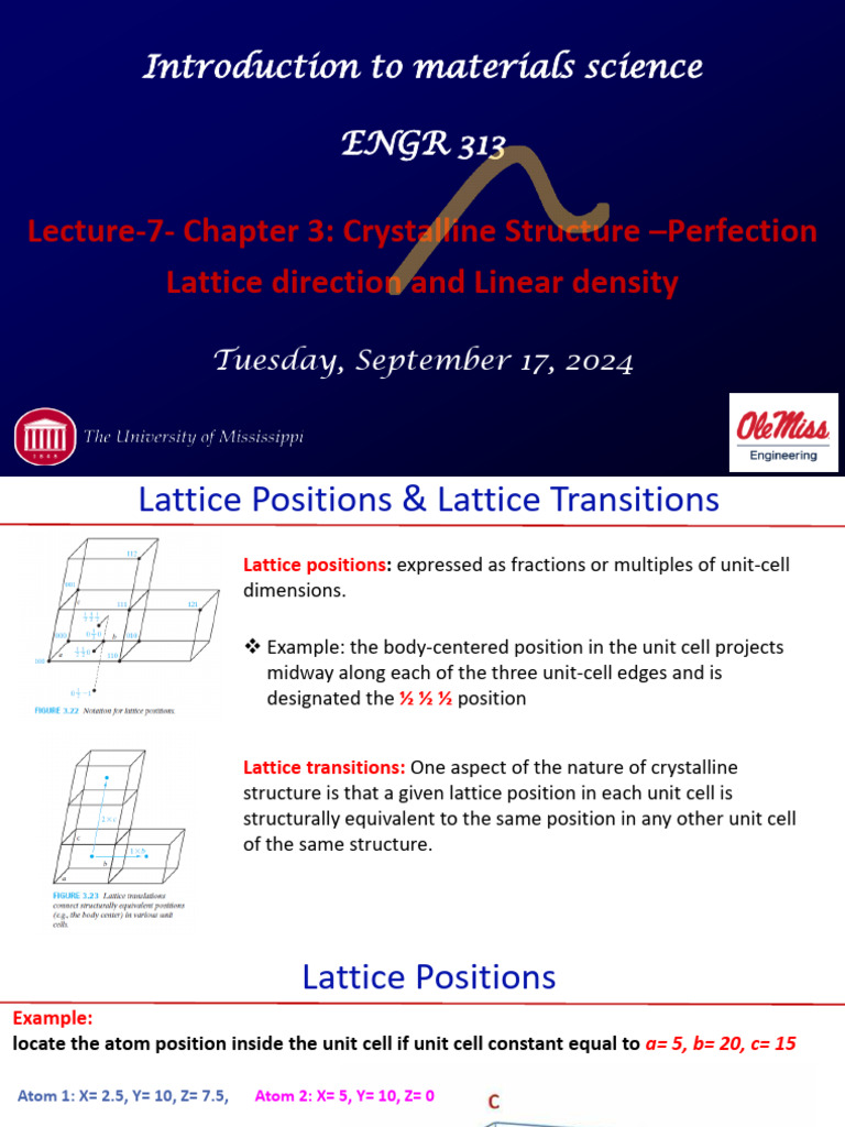 Lecture 7 - Ch3 - Atomic Structures - Perfection | PDF | Crystal ...