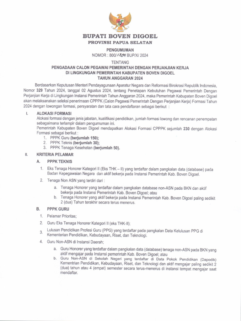SK Pengadaan Calon Pegawai Pemerintah Dengan Perjanjian Kerja Di Lingkungan Pemerintah Kab ...